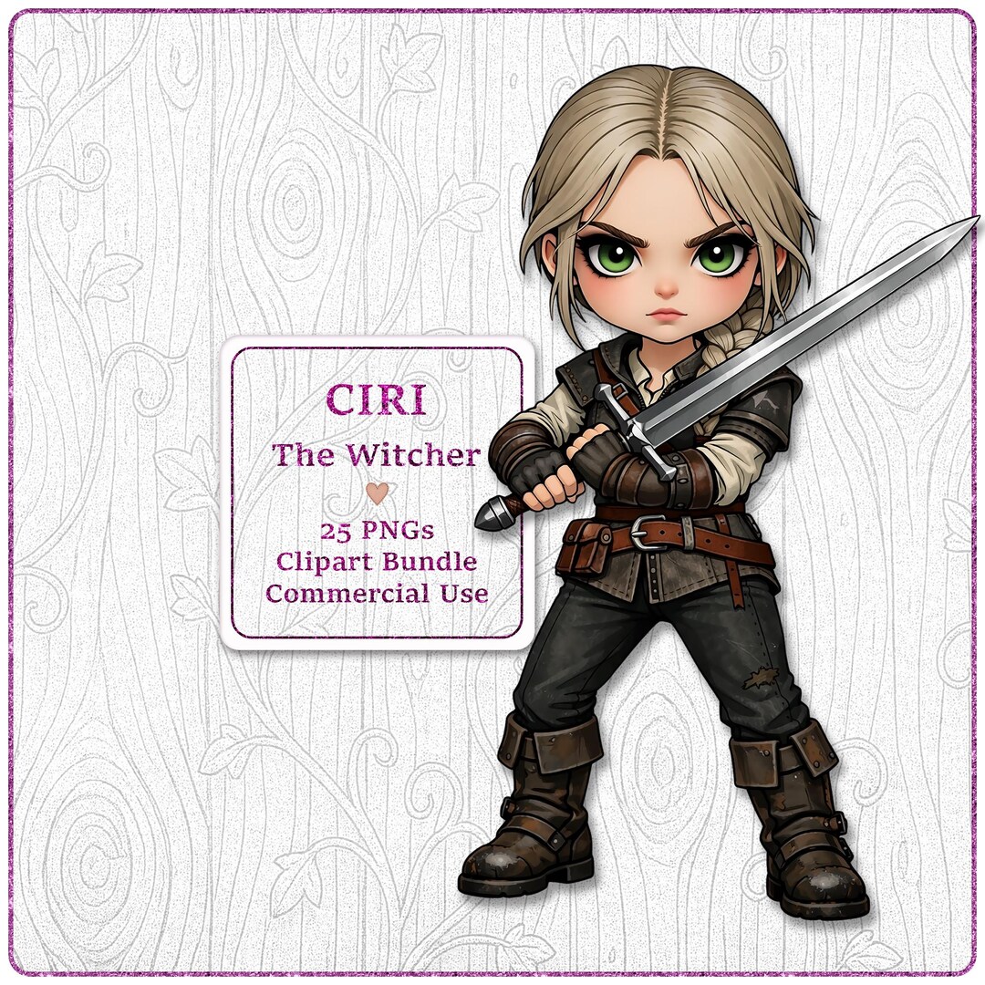 Ciri Clipart Bundle, 25 Fantasy Warrior Girl Pngs, RPG Character ...