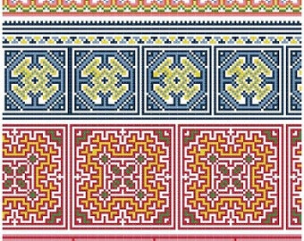 Hmong Inspired Borders Collection 2 Cross Stitch Pattern PDF - Etsy