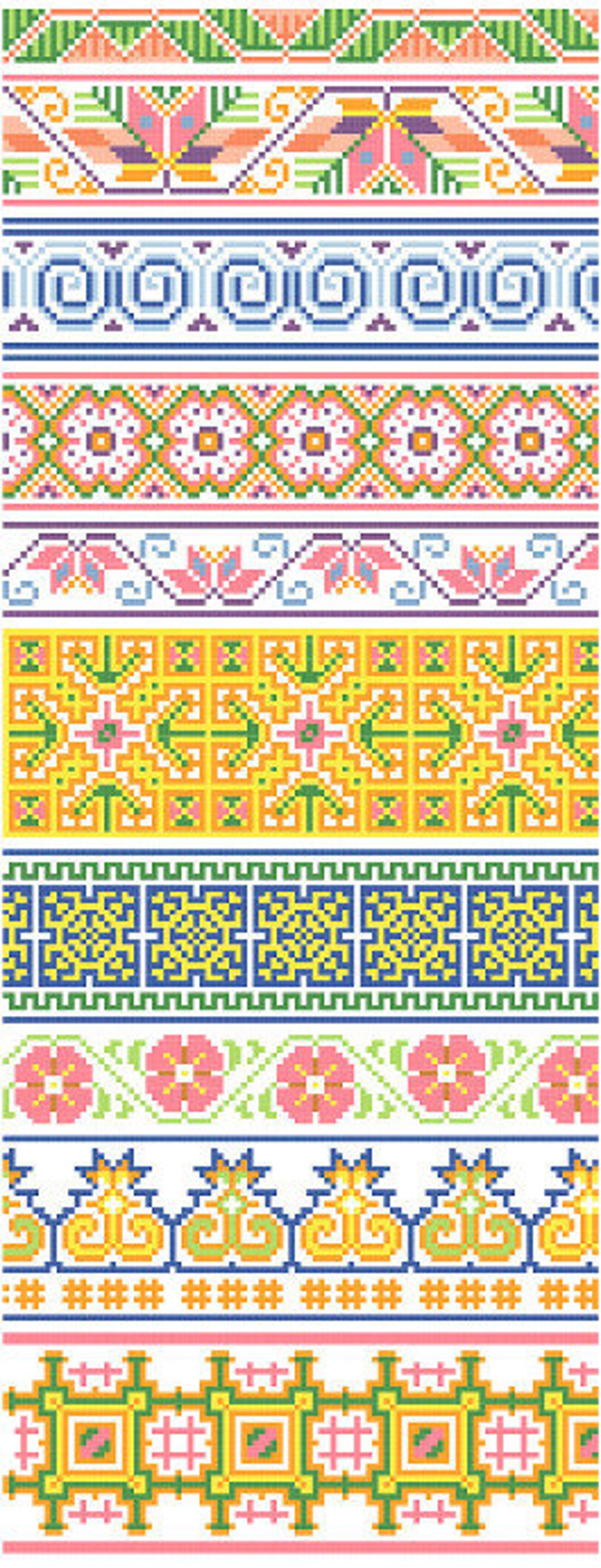 Hmong Inspired Borders Collection 2 Cross Stitch Pattern PDF - Etsy