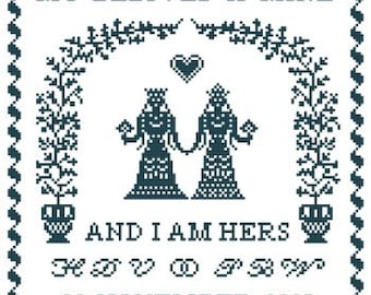 My Beloved is Mine Wedding Sampler - Cross Stitch Pattern PDF Bride and ...