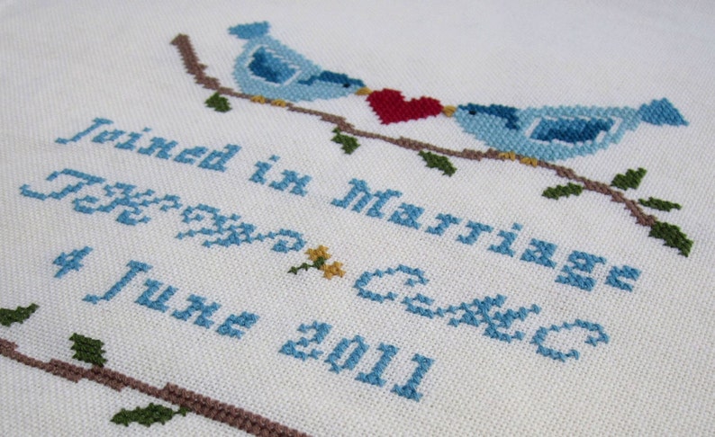 Lovebirds Wedding Sampler Cross Stitch Pattern ** Instant Download PDF - Etsy