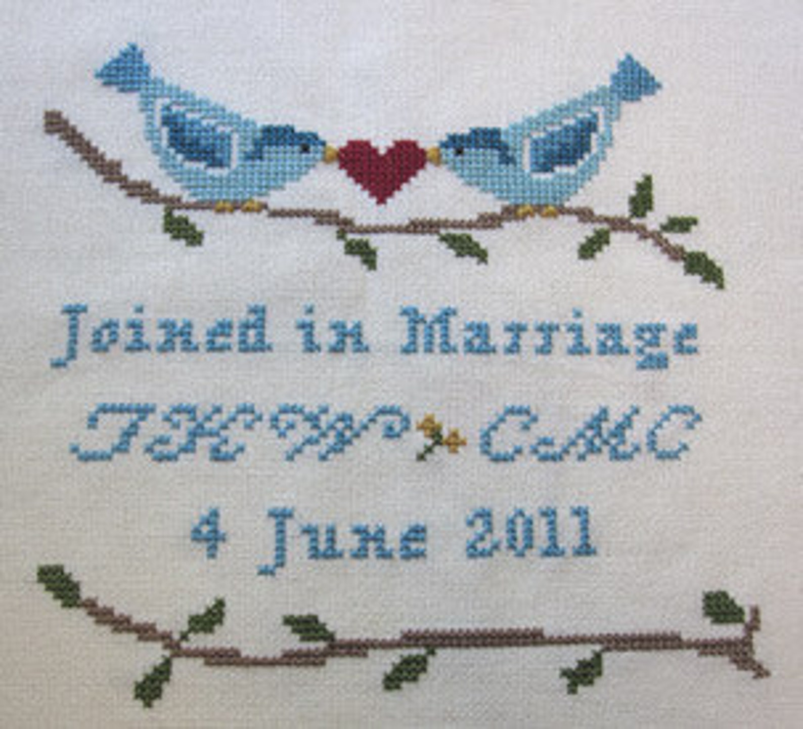 Lovebirds Wedding Sampler Cross Stitch Pattern ** Instant Download PDF ...