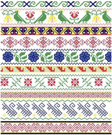 Mexican Folk Borders - Cross Stitch Pattern ** Instant Download PDF ...