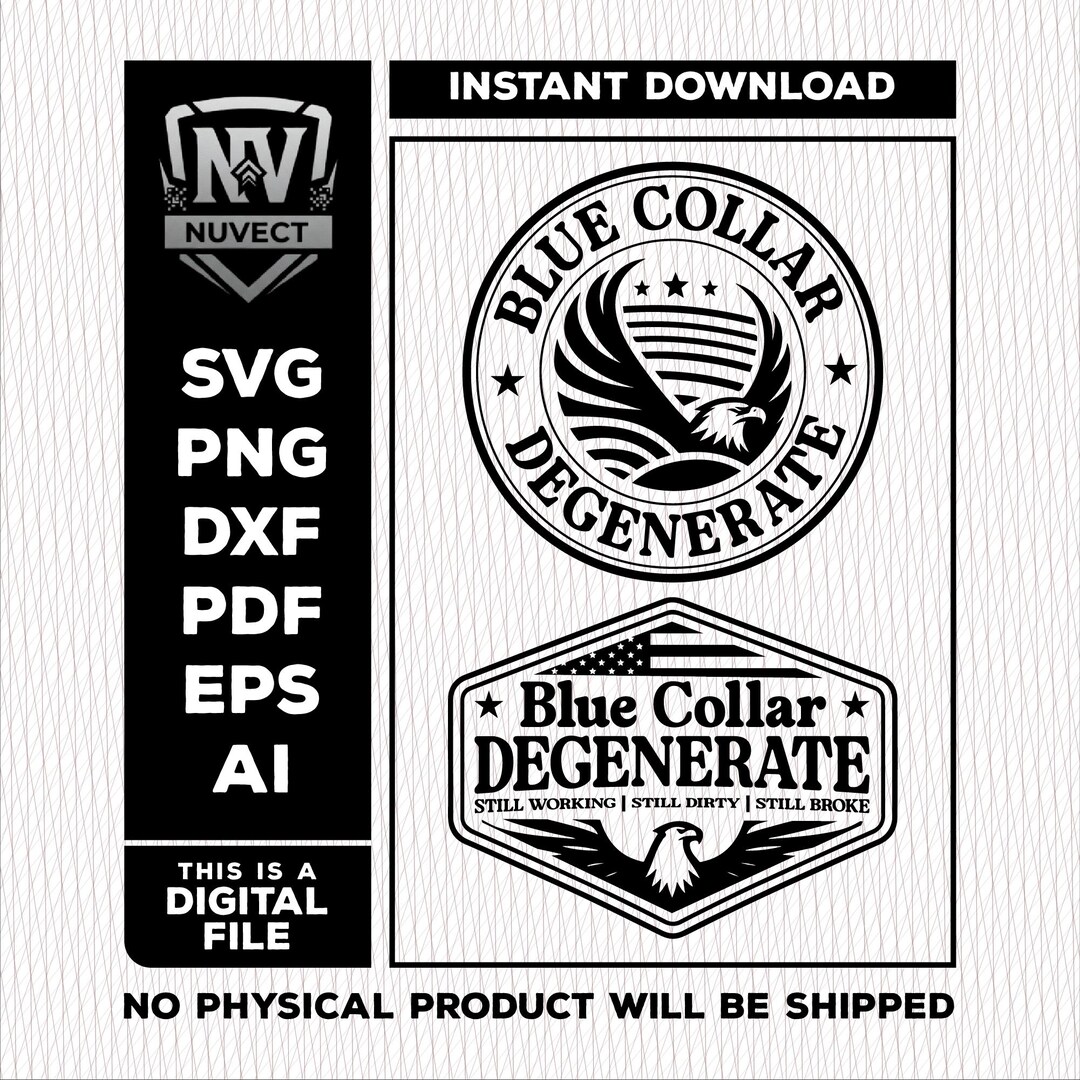 Blue Collar Degenerate SVG Laser Engraving File for Leather Hat Patch ...
