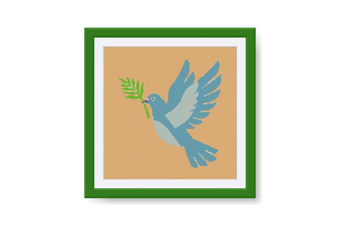 Small Pigeon With Palm Branch Cross Stitch Pattern DMC Mini Bird ...