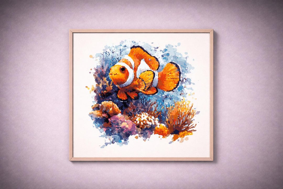 Clownfish Underwater Cross Stitch Pattern Ocean Embroidery Design PDF ...