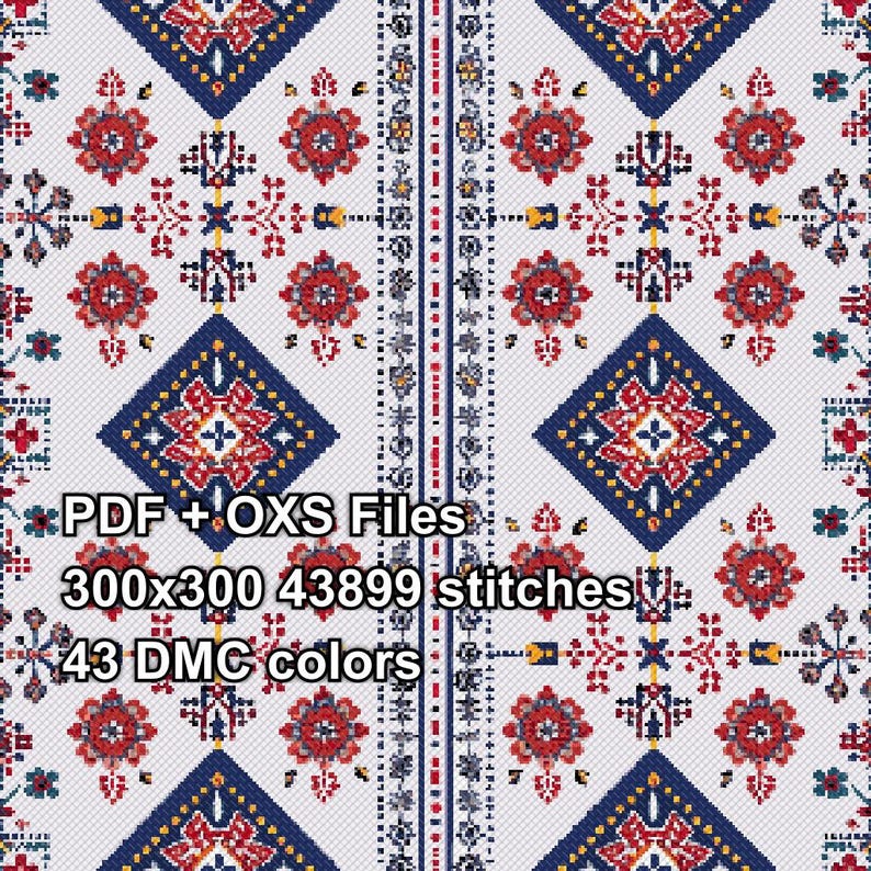 Moldavian Folk Cross Stitch Pattern, Traditional Ornament DMC ...