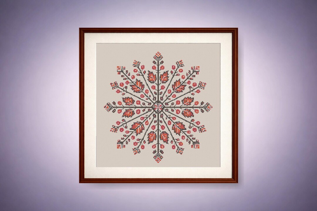 Red Snowflake Easy Cross Stitch Pattern Ethnic DMC Design PDF ...
