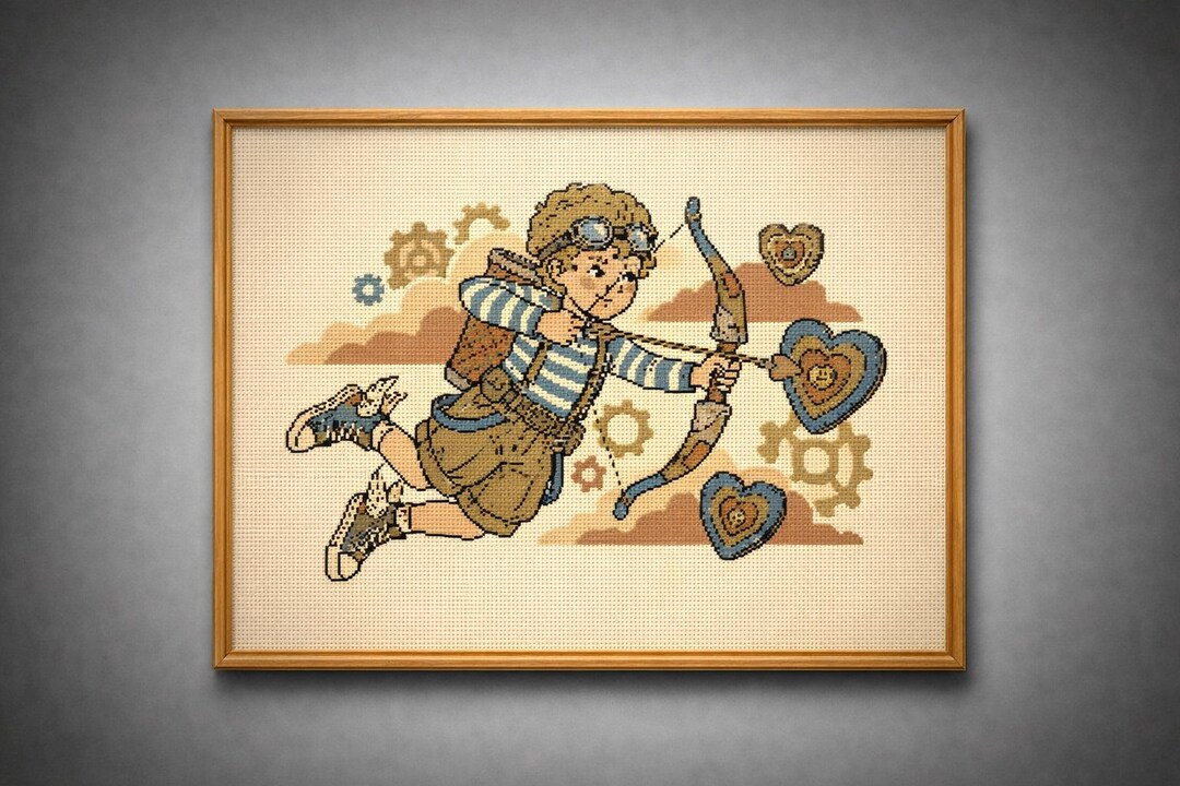 Daring Cupid Cross Stitch Pattern, Valentine Angel Embroidery PDF ...