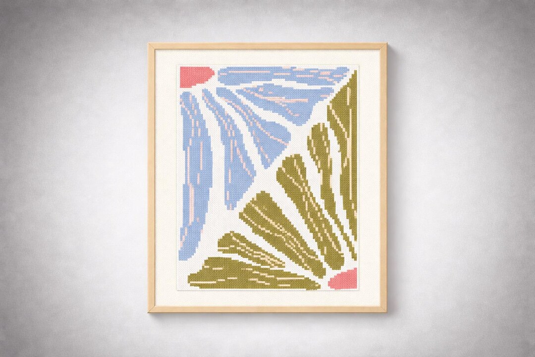 Conceptual Flora Cross Stitch Pattern, Modern Botanical Embroidery PDF ...