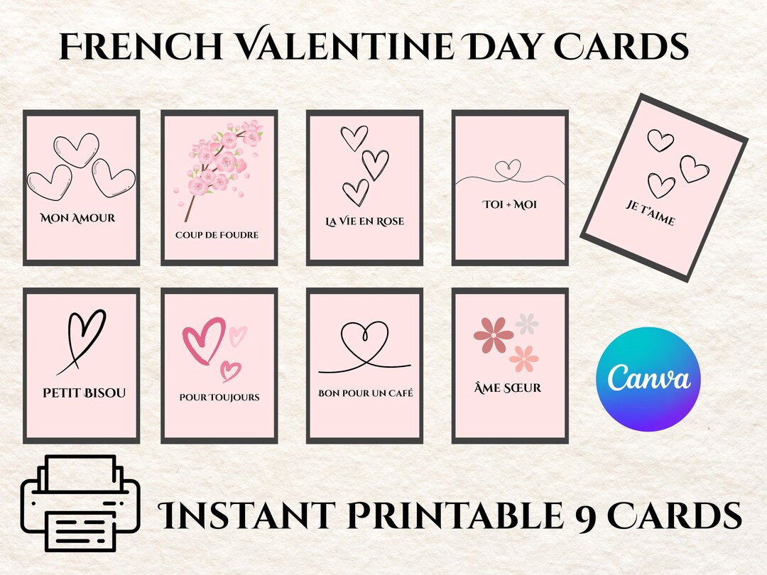 French Valentine’s Day Cards Printable for Students | Saint Valentin ...