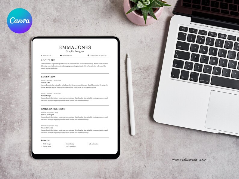 Resume Template ATS Friendly | Canva Editable Professional CV | Clean ...