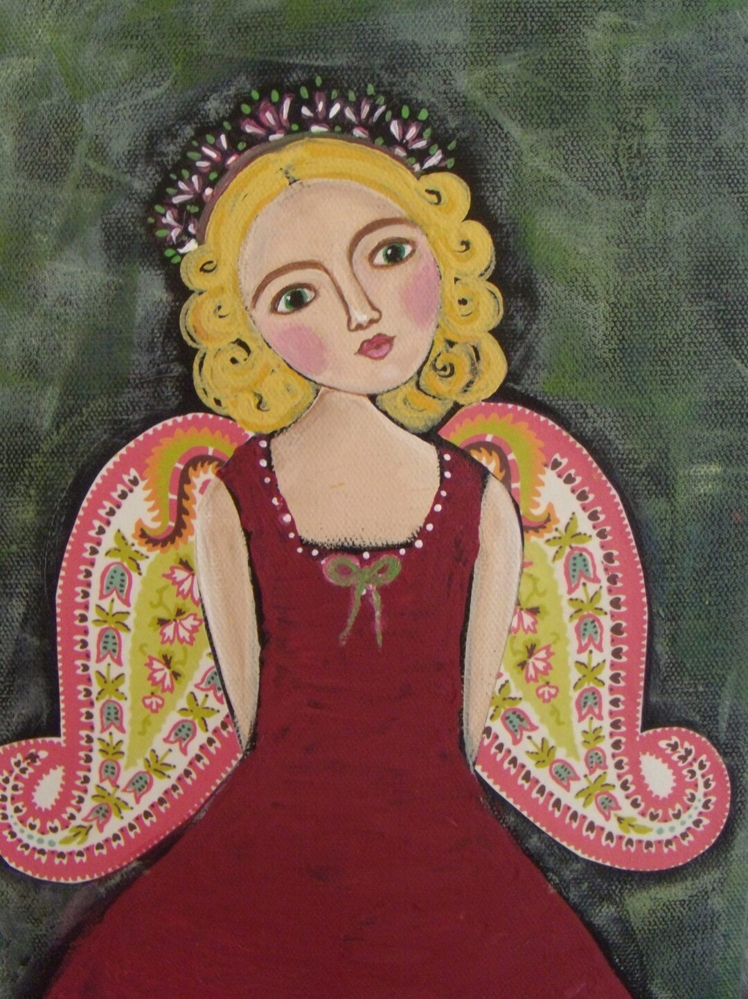 Folk Art Angel Print 8x10 Signed Moondance - Etsy