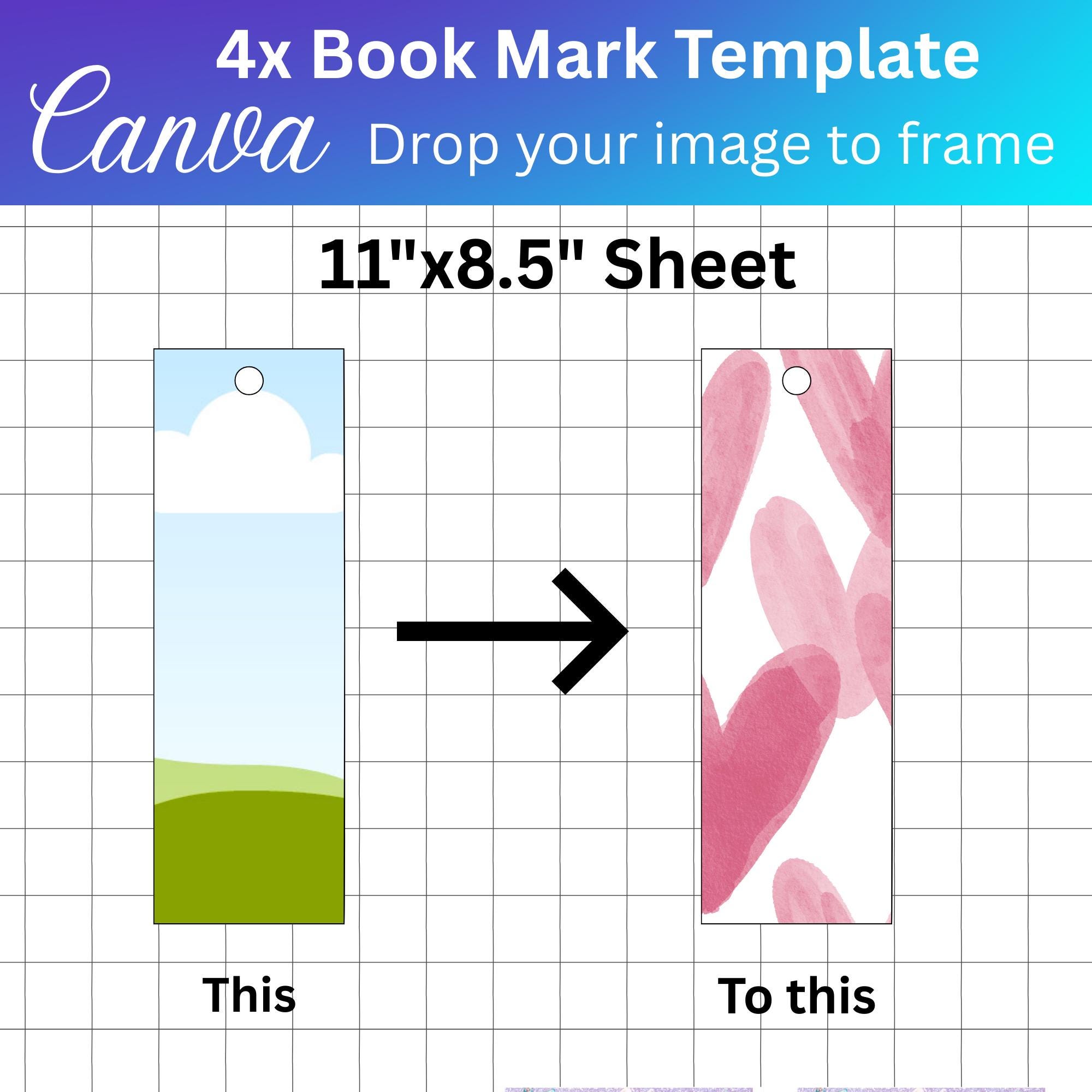 Editable Bookmark Canva Template Printable DIY Frame Digital Download ...
