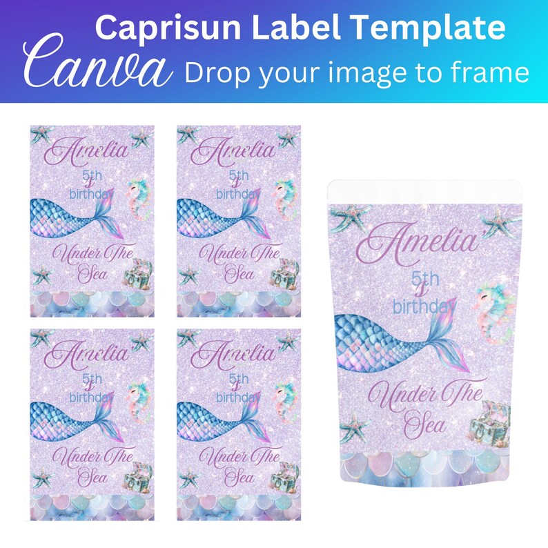 Capri Sun Canva Template | Editable Juice Pouch Label | Blank Caprisun ...