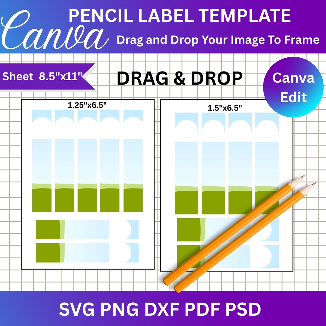 Editable Pencil Label Canva Template Download - Etsy