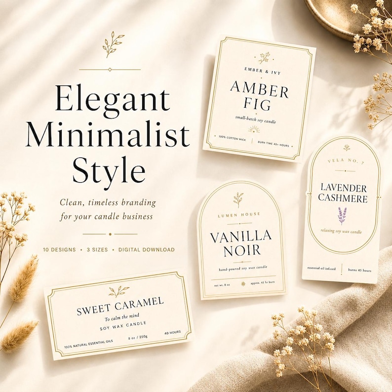 10x Editable Candle Label Bundle | Modern Candle Label Designs | Custom ...