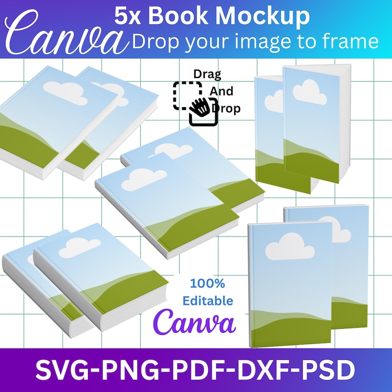 5x Canva Editable Book Mockup Template, Book Cover Mockup, Canva ...