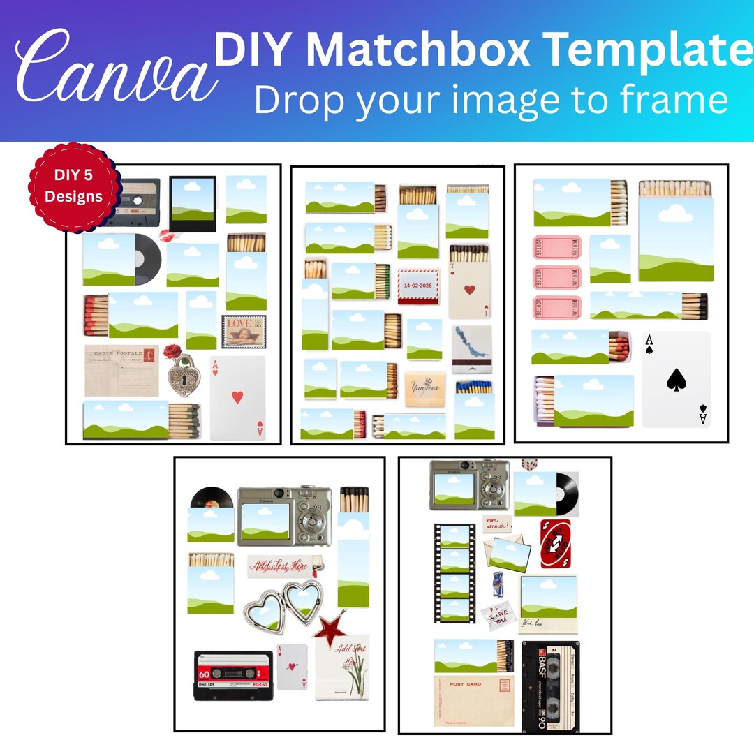 5 Editable Matchbox Poster Templates, Canva Printable Wall Art, Custom ...