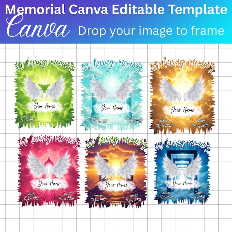 In Loving Memory Canva Bundle, 60 Memorial Designs, Funeral ...