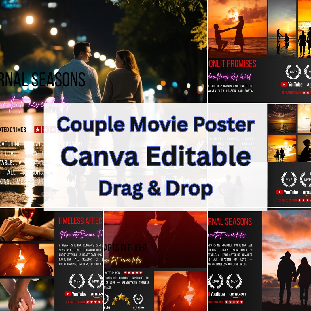 12xcouple Movie Poster Canva Template Anniversary Valentine Gift ...
