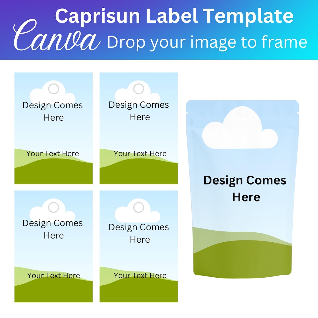Capri Sun Canva Template Editable Juice Pouch Label Blank Mockup SVG ...