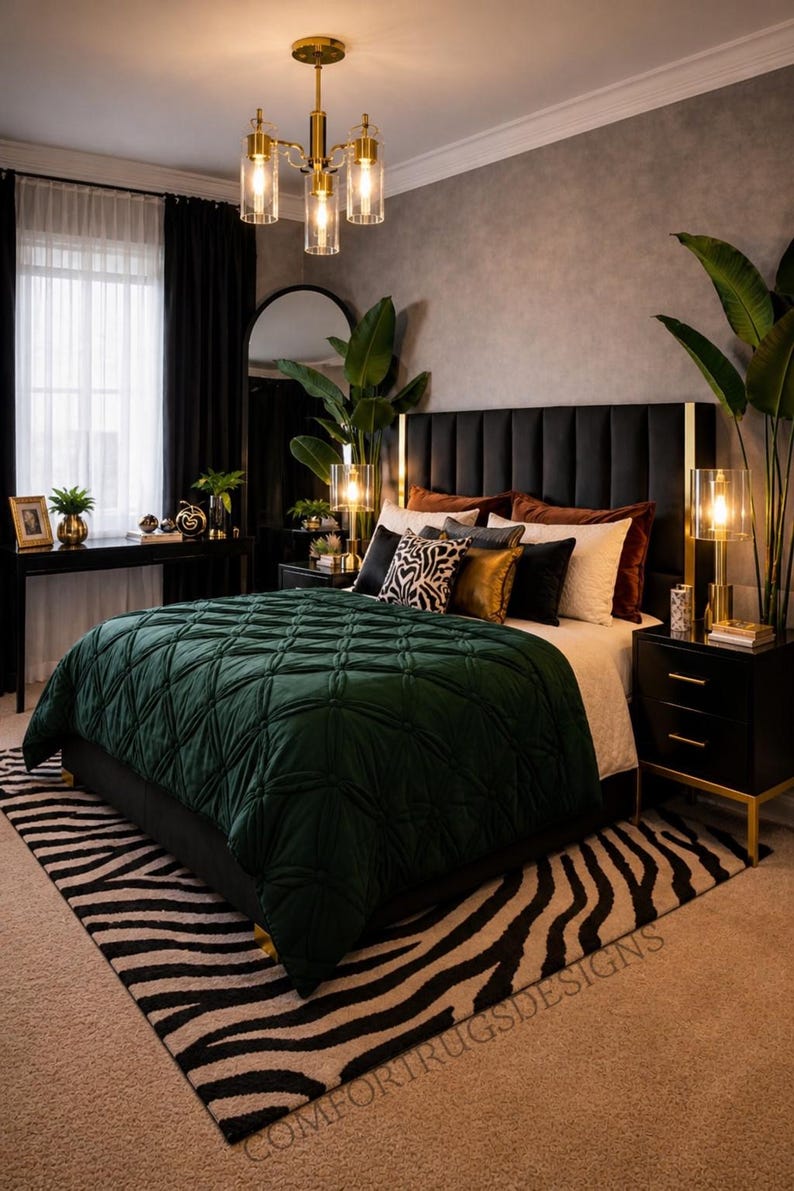 Hand-tufted Zebra Print Area Rug | Plush Black White Safari Carpet - Etsy