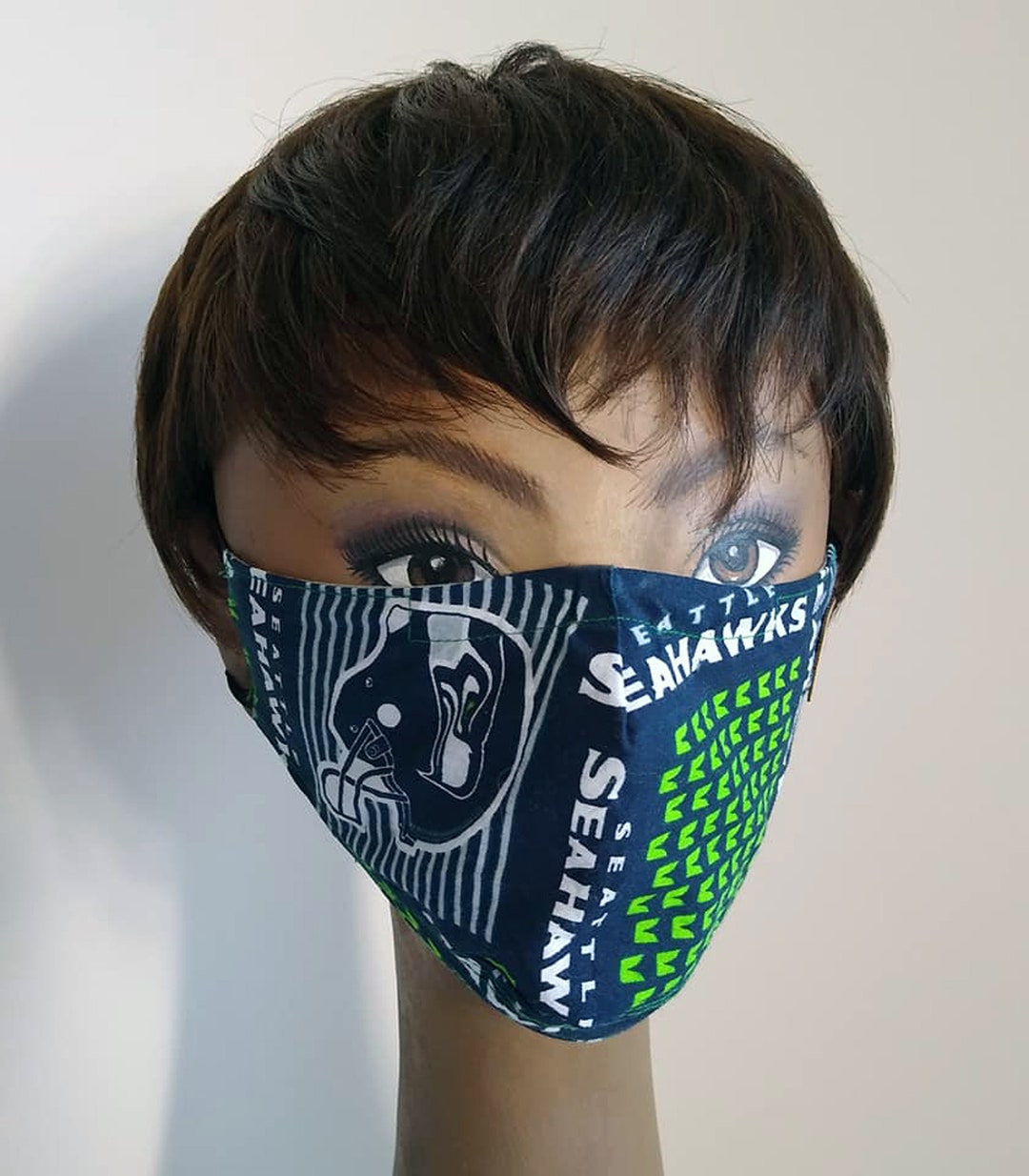 Seattle Seahawks Mask Reversible Cotton Adjustable Nose Strip and Ears ...