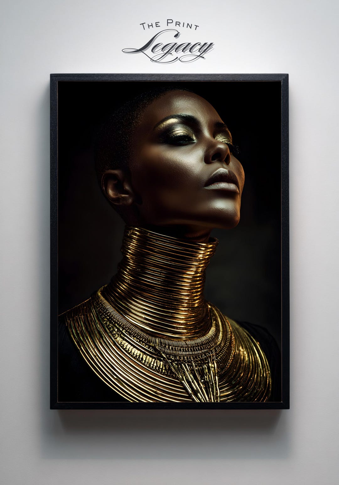 African Queen Portrait – Gold Neck Rings, Afrocentric Art (digital ...