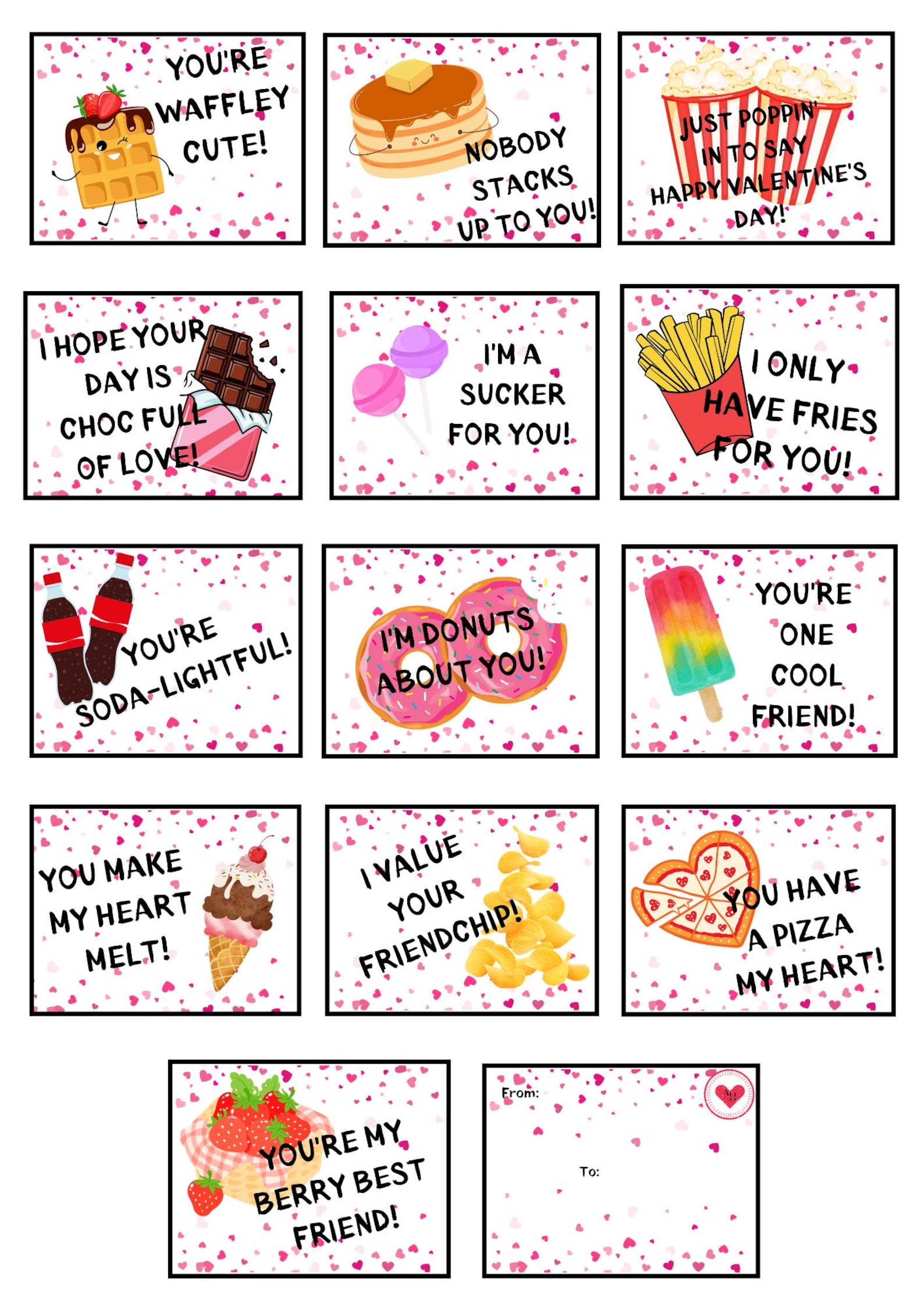 Foodie Valentine's Day Cards - Digital Download - Etsy