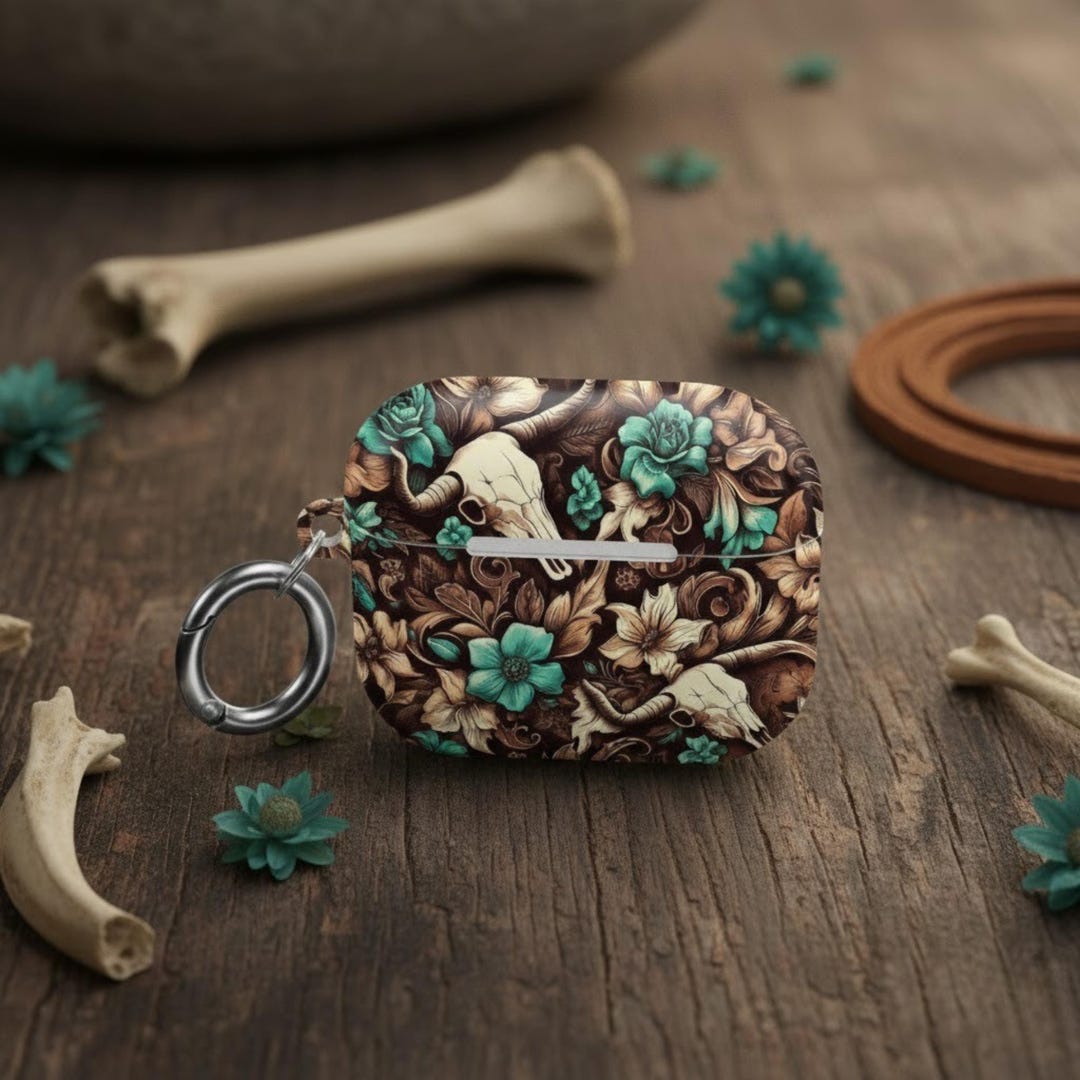 Boho Skull Floral Airpods Case, Vintage Gothic Airpods Cover, Dark ...