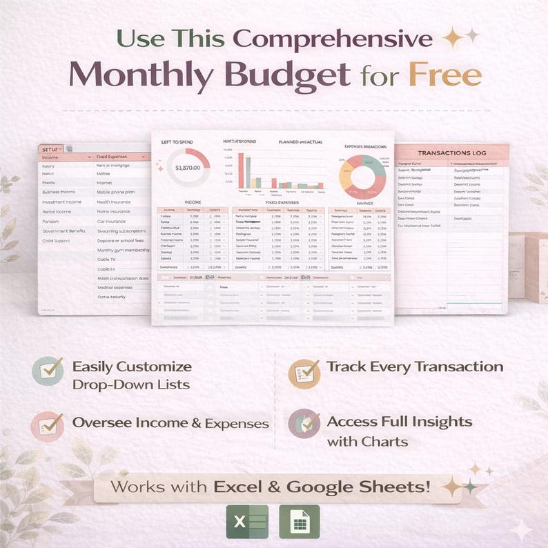 Monthly Budget Template Spreadsheet – Personal Finance & Expense ...
