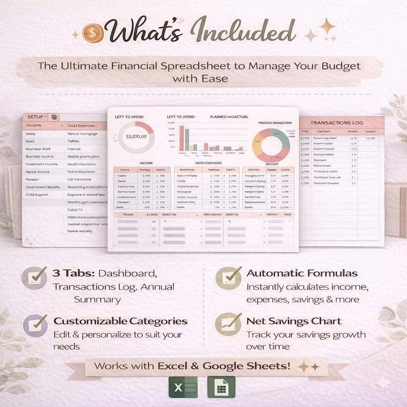 Monthly Budget Template Spreadsheet – Personal Finance & Expense ...