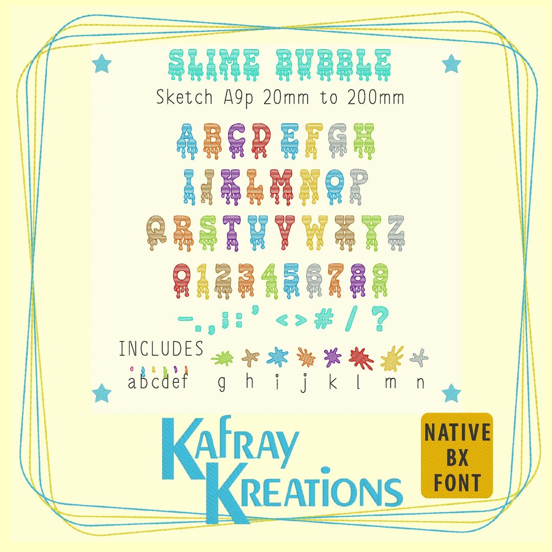 Slimebubble Ltsketch Embroidery Font - Native BX (digital File Only ...