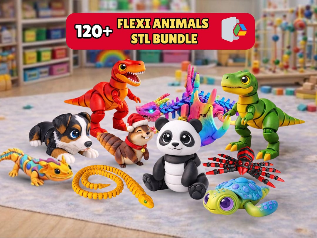 Flexi Animal STL Bundle | 120+ Articulated 3D Print Toys (digital ...