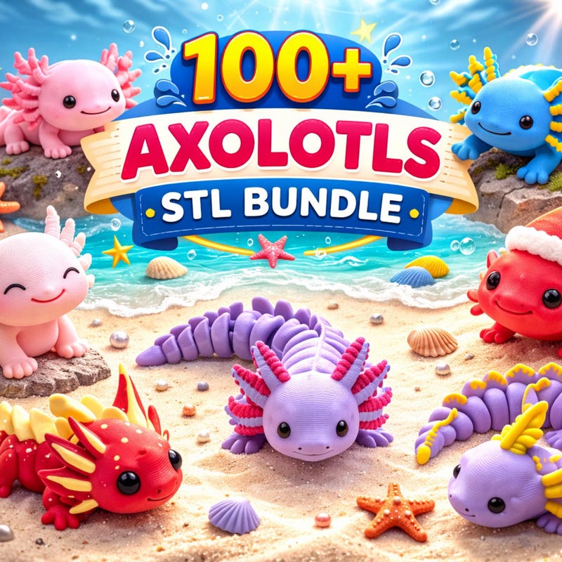 Flexi Axolotl Stl Bundle - Etsy