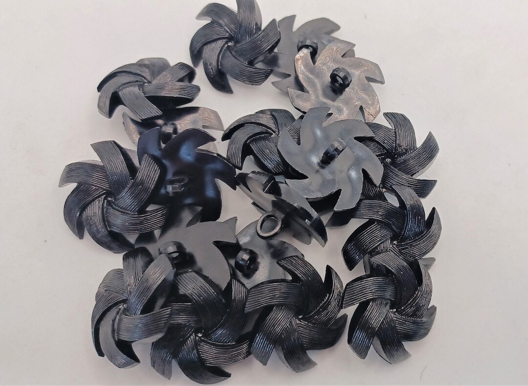 Vintage Black Acrylic Pinwheel Buttons - Etsy