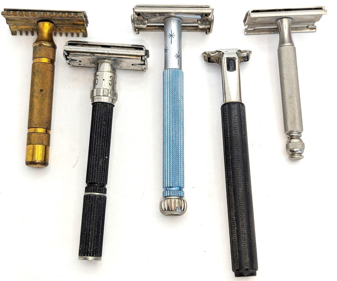 Vintage Gillette Adjustable Safety Razors Lot of 4 Plus One Handle - Etsy
