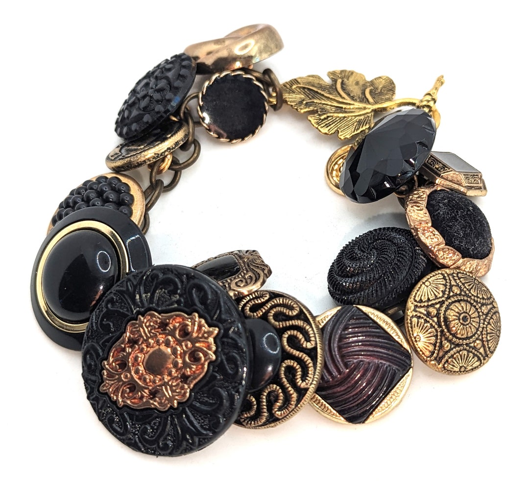 Chunky Vintage Upcycled Button Charm Bracelet AND Earring Gift Set in ...