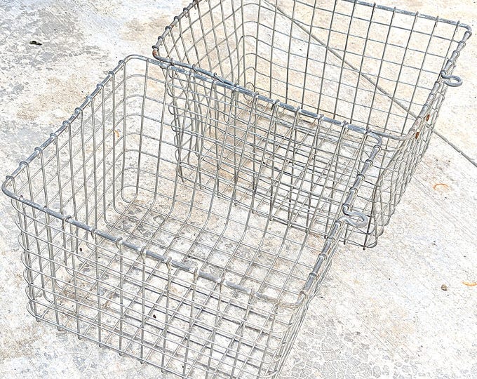 Vintage Wire Locker Basket - Heavy Gauge Wire Gym Basket - Industrial ...
