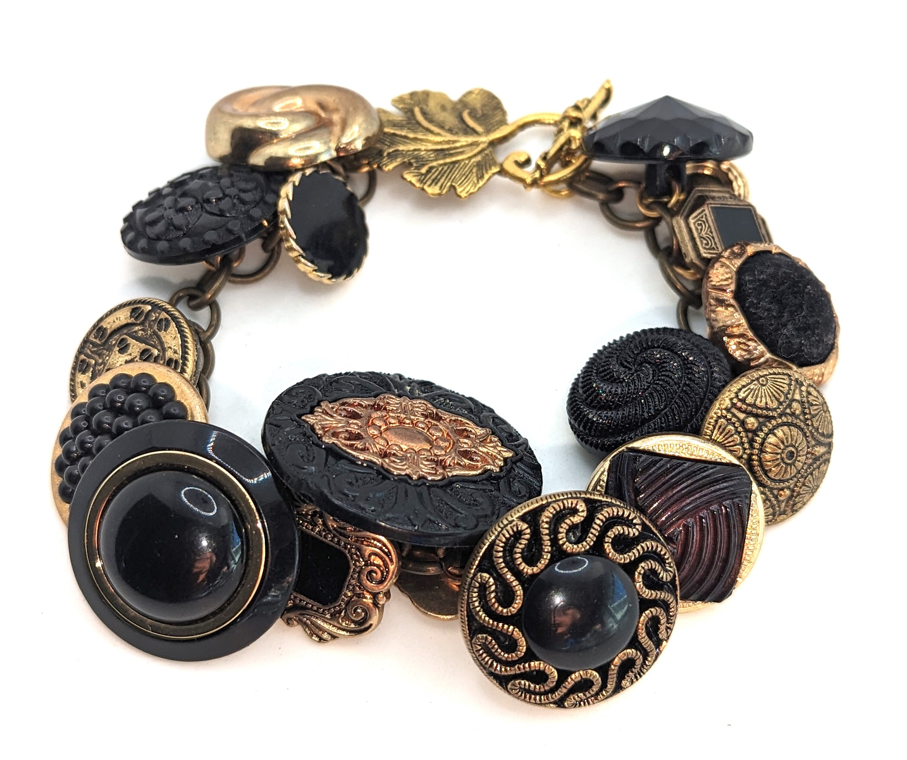 Chunky Vintage Upcycled Button Charm Bracelet AND Earring Gift Set in ...