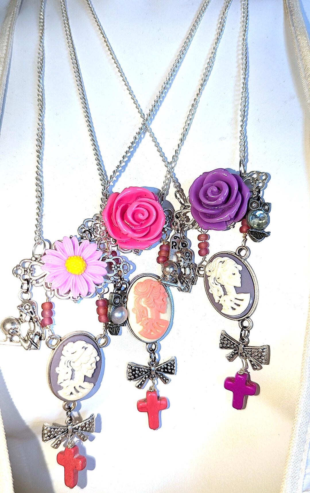 Catrina Sugar Skull Charm Necklace, Day of the Dead, Goth Skeleton - Etsy