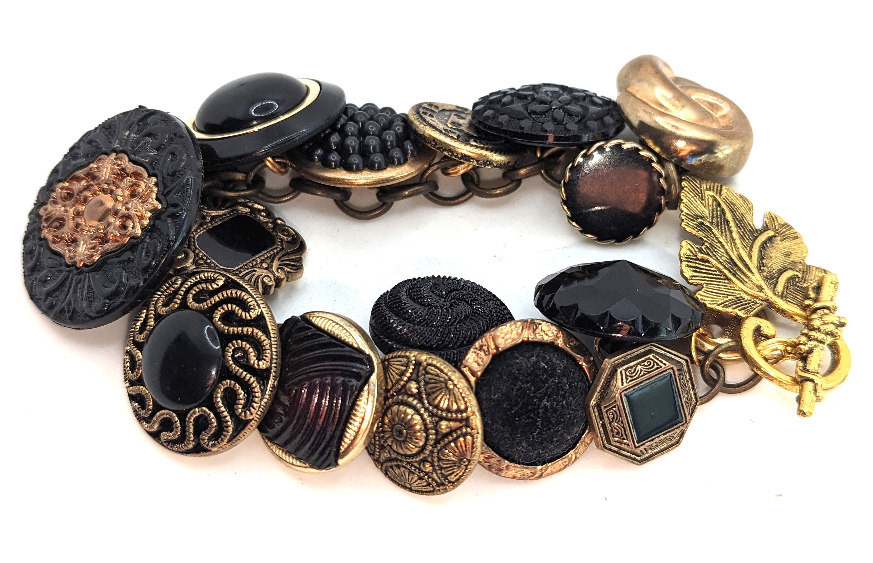 Chunky Vintage Upcycled Button Charm Bracelet AND Earring Gift Set in ...