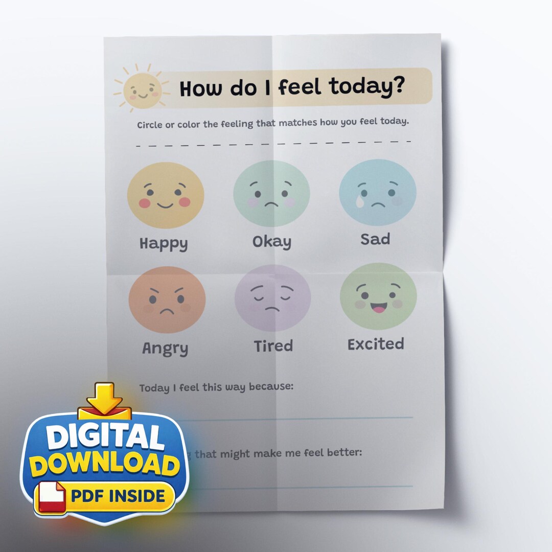 How Do I Feel Today? Printable Morning Feelings Worksheet for Kids - Etsy