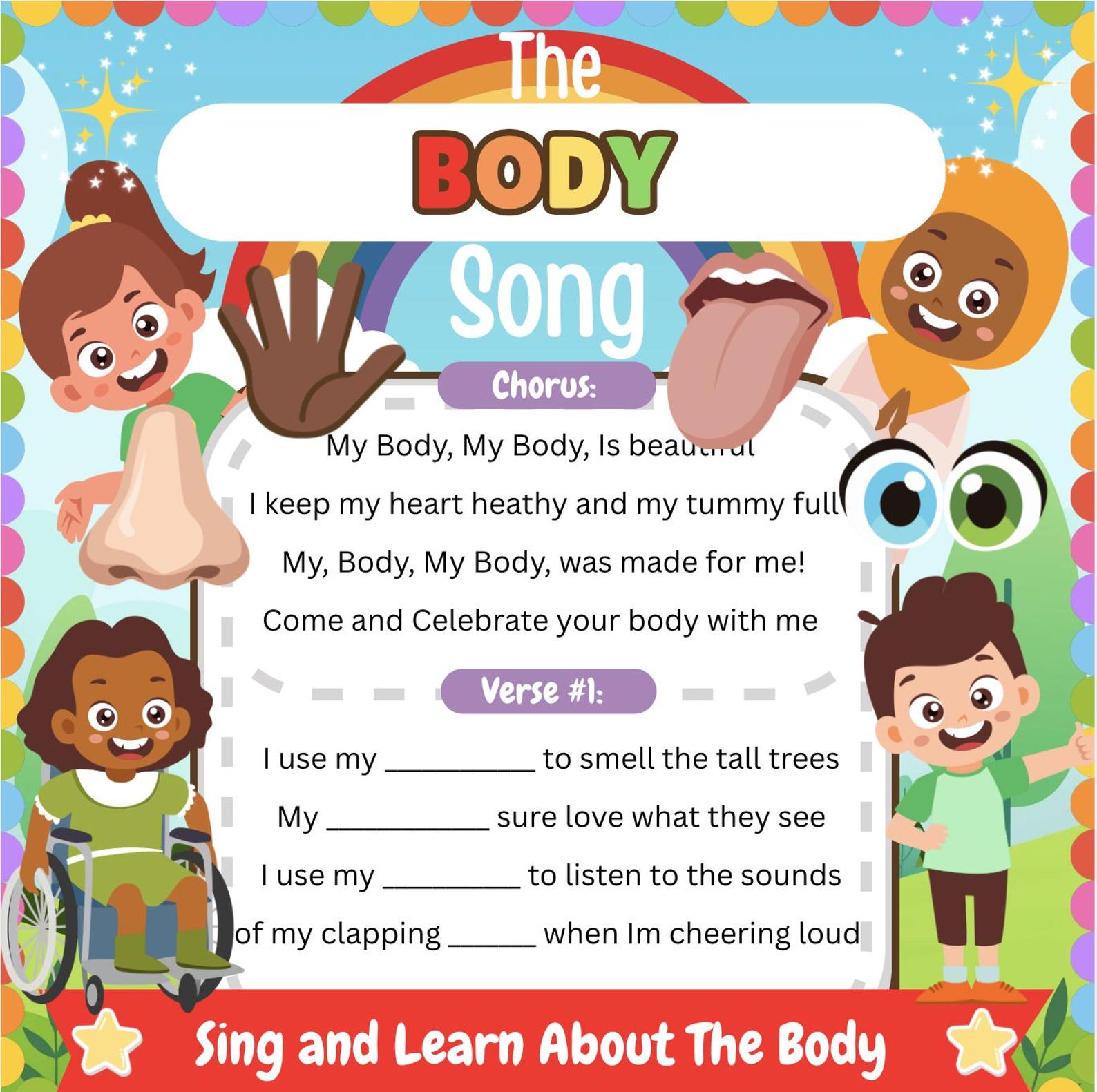 The Body Fill-in-the Blank Songwriting Worksheet, Creative Writing ...