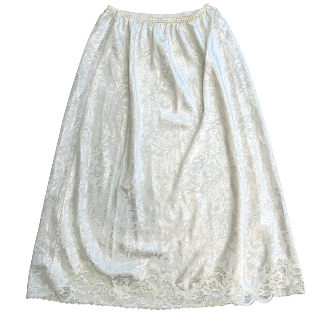 Lucie Ann II Vintage White Floral Jacquard Lace Hem Half Slip Skirt ...