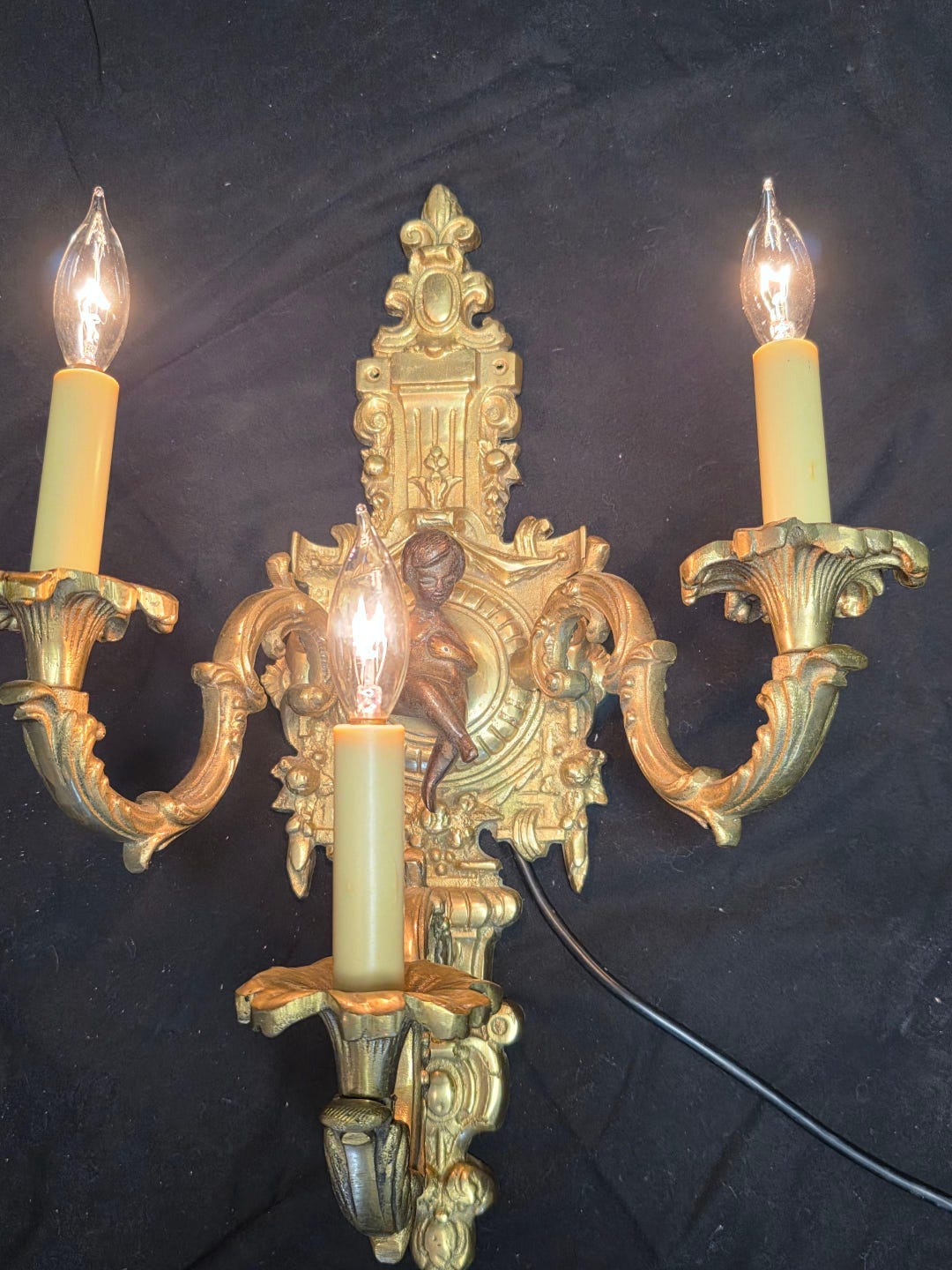 2x 3 Light Solid Brass Sconce - Circa 1930s - Etsy