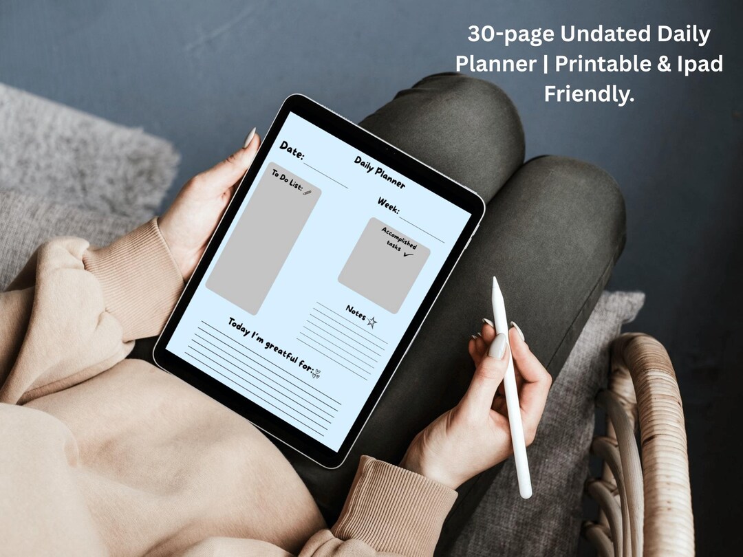 Undated Daily Planner Printable | Minimalist, 30-page (PDF) - Etsy