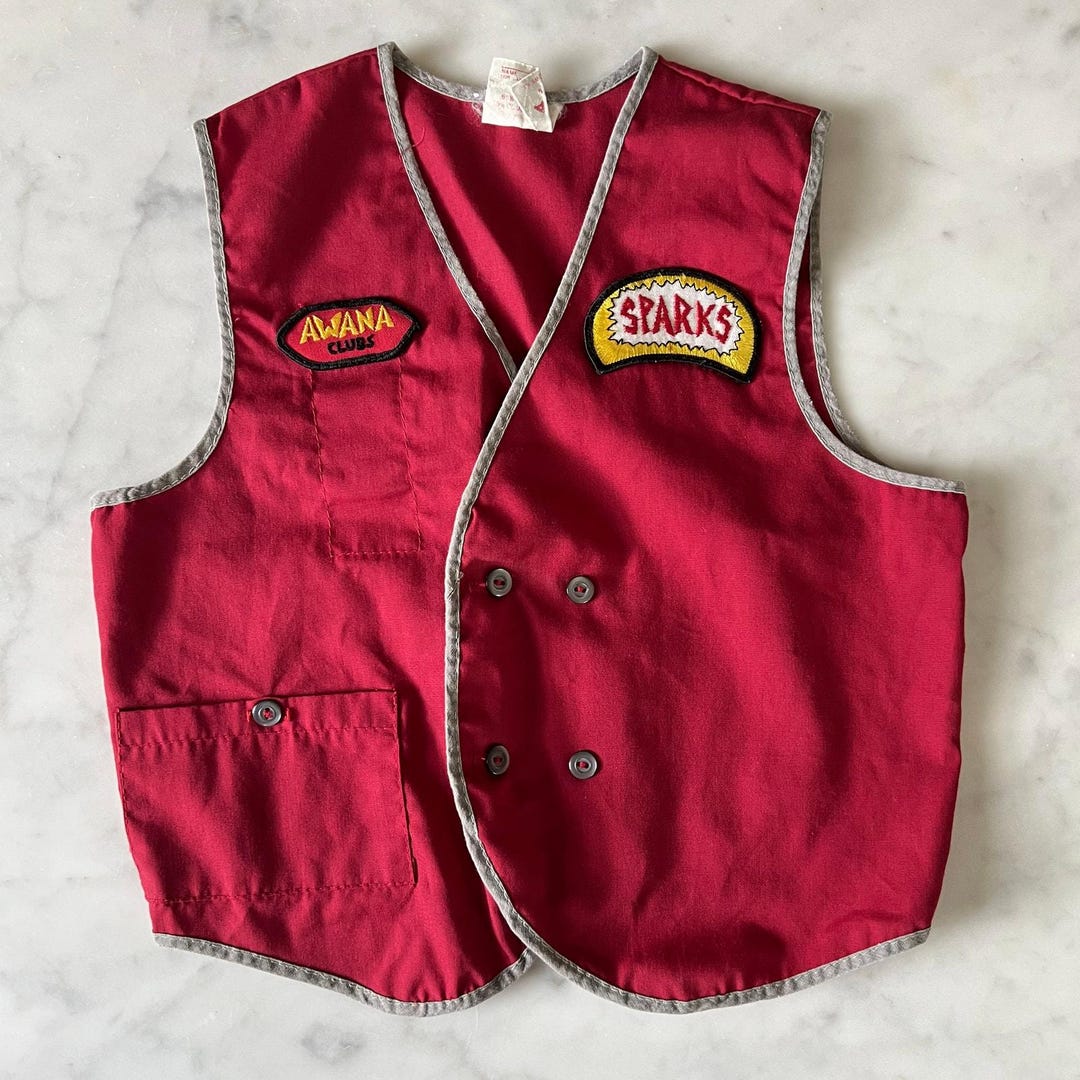 Vintage 80s Kid's Awana Clubs Burgundy Vest With Patches / 5 6 7 ...