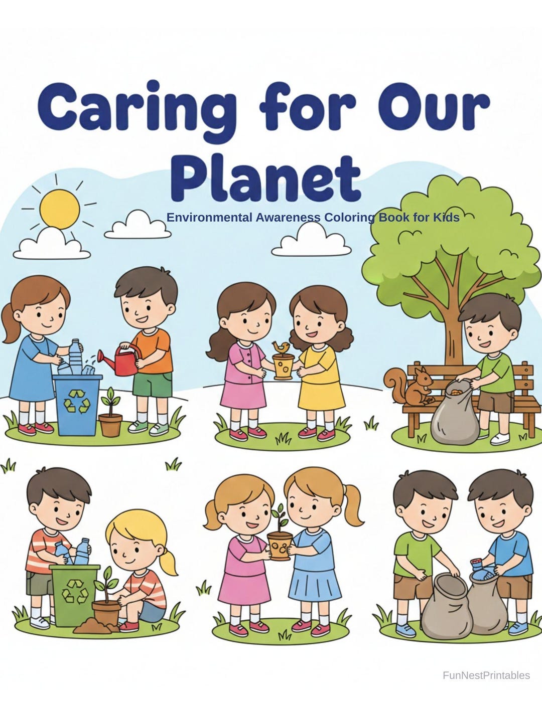 Earth Day Coloring Book, Kids Environmental Activity (PDF JPEG ZIP) - Etsy